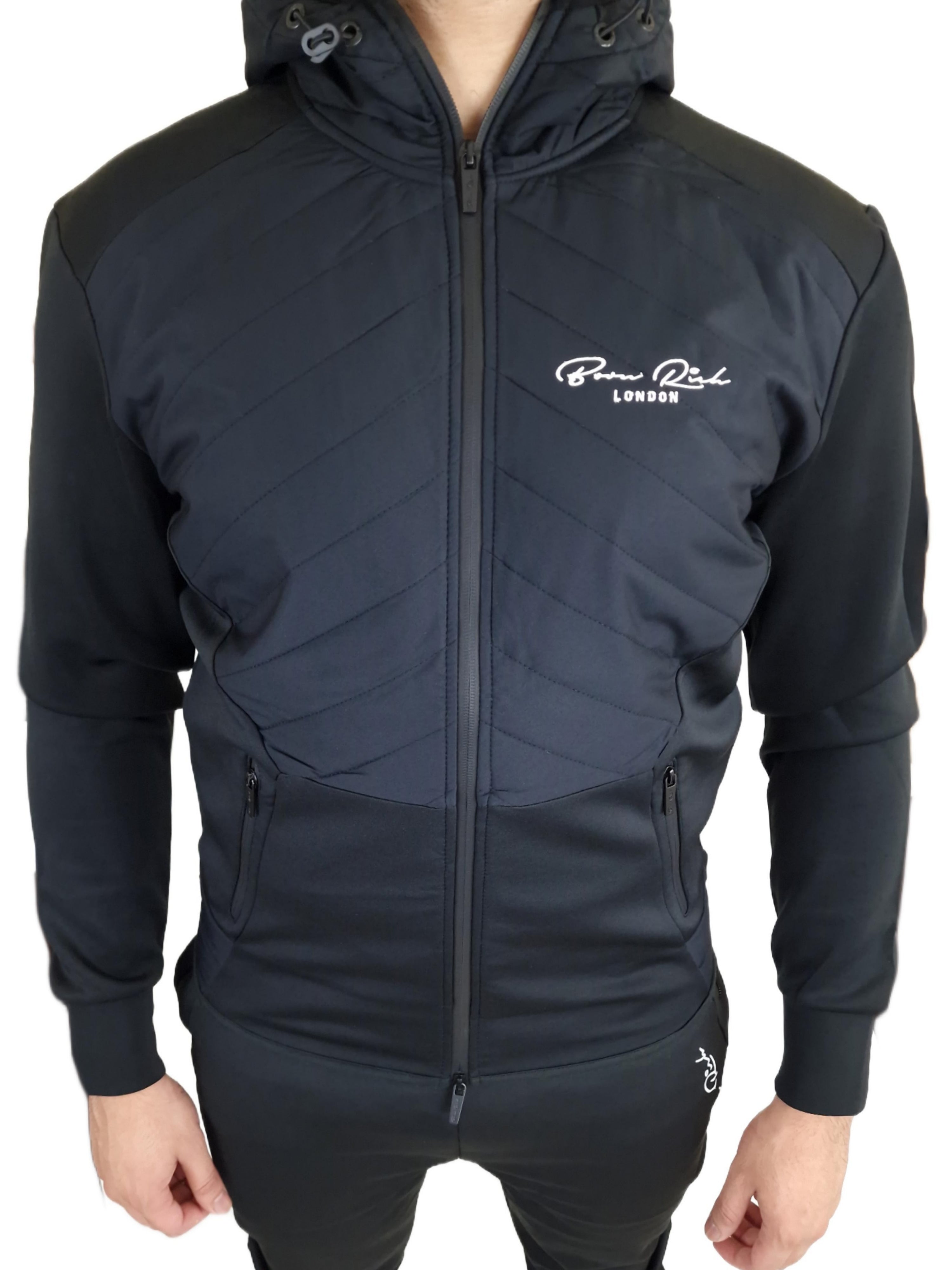 Men's Born Rich Jacket Panel Hoodie Black – Image Wear