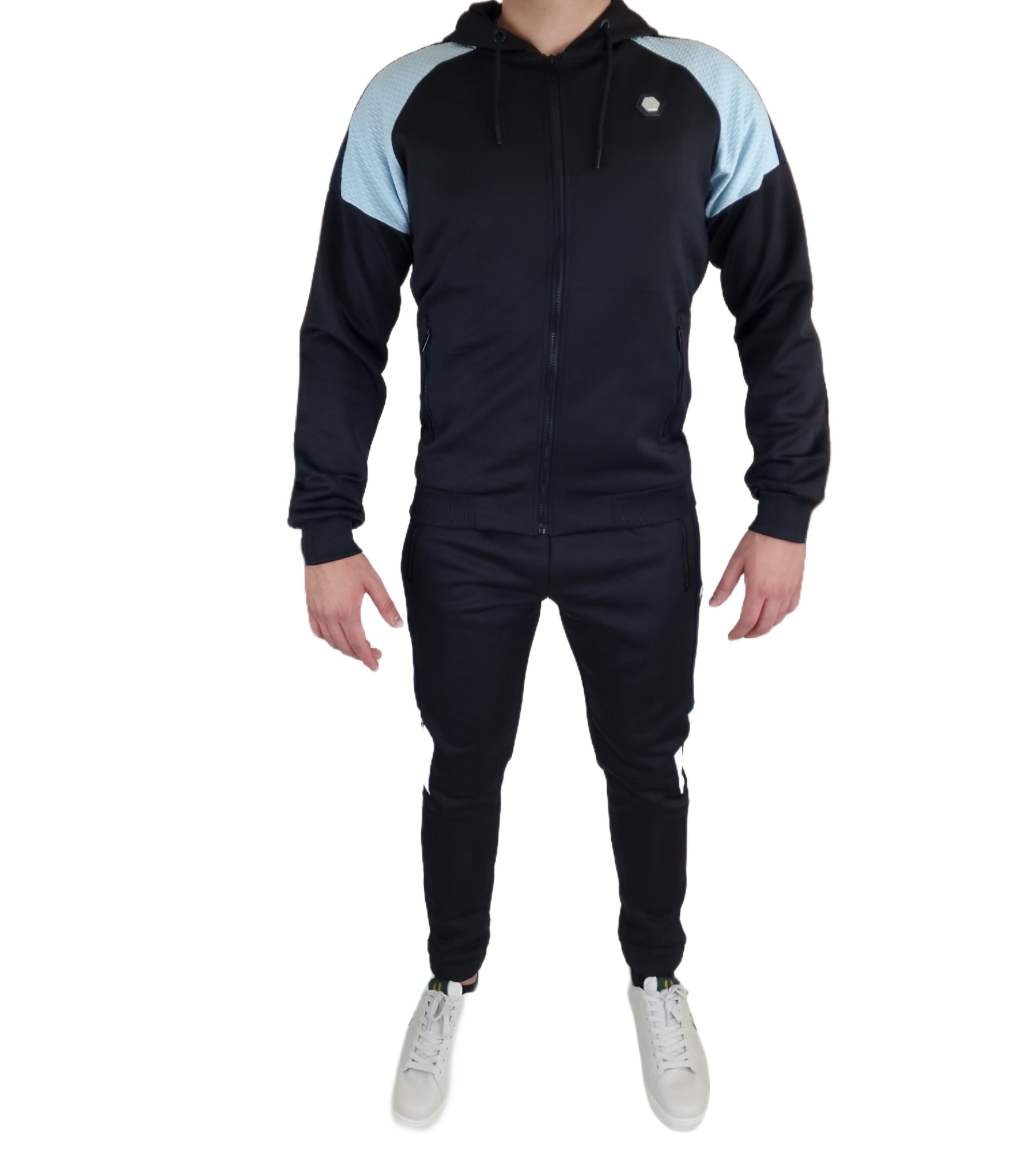 D-ROCK BLACK/SKY TEXTURE SHOULDER TRACKSUIT – Image Wear