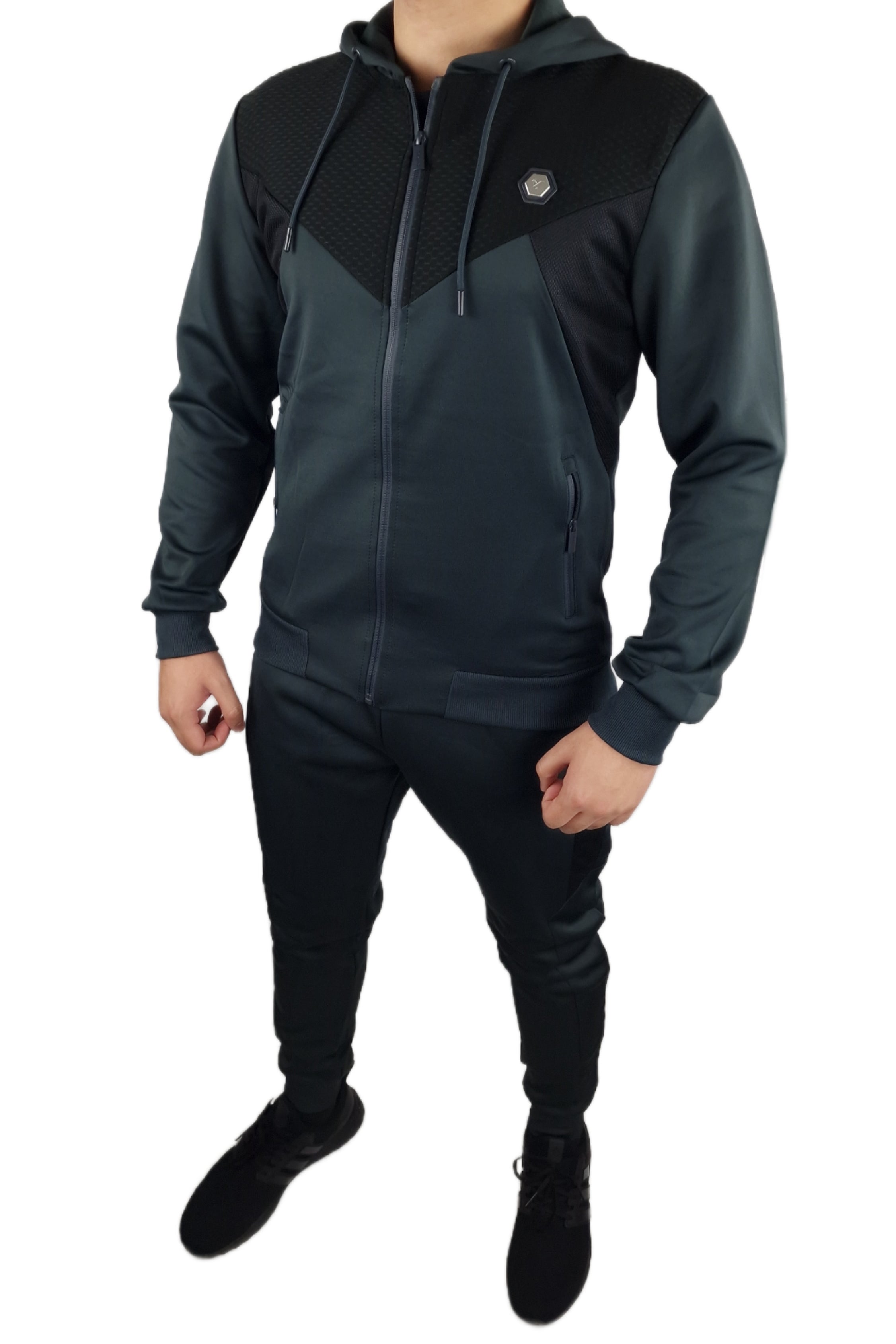 Men's D-Rock Justin Texture Chest Tracksuit - Grey – Image Wear