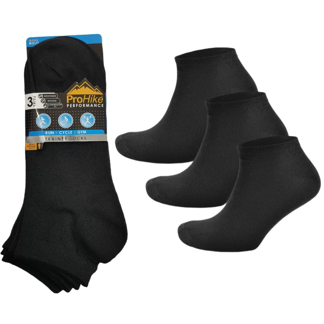 MENS PRO HIKE BLACK TRAINER SOCKS – Image Wear